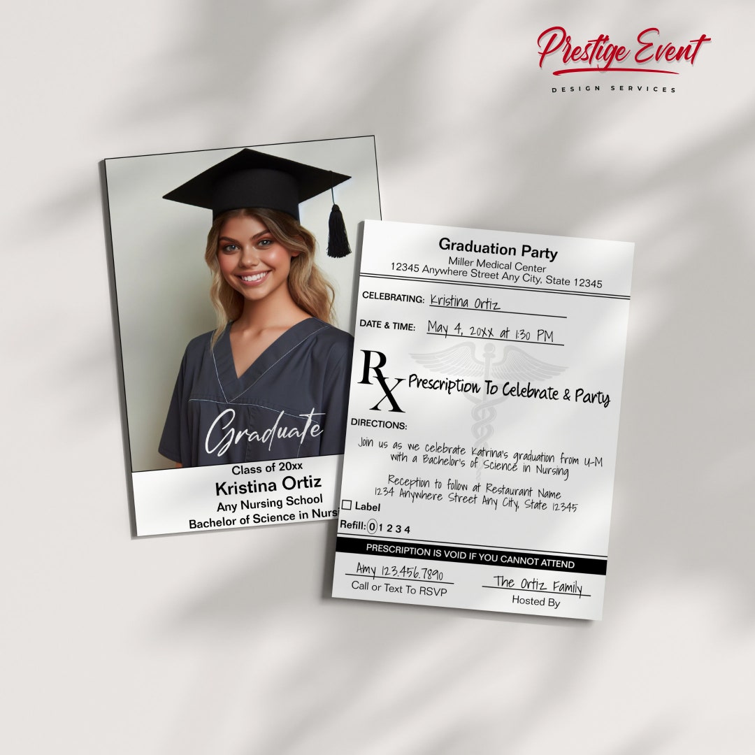 Rx Prescription Graduation Invitation: Nurse or Doctor (digital ...