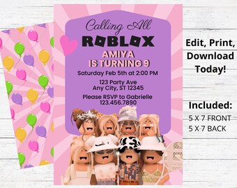 Roblox Girl Invite | Etsy