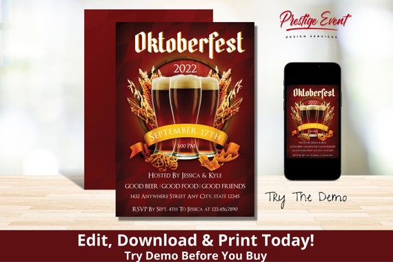 Oktoberfest Invitation - German Beer Festival - Pretzel Oktoberfest ...