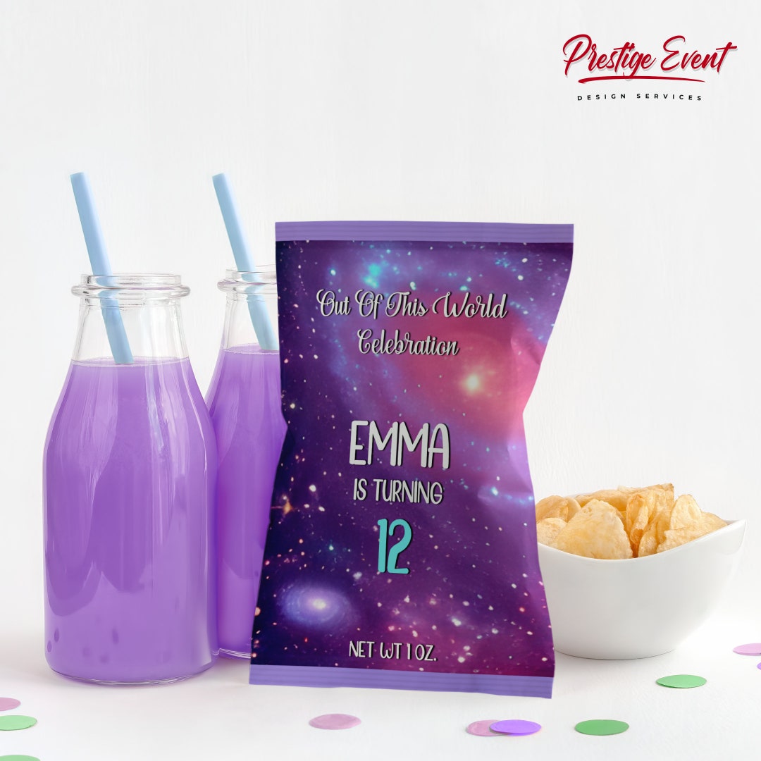 Galaxy Chip Bag Wrapper, Space Party Favor, Outer Space Birthday ...