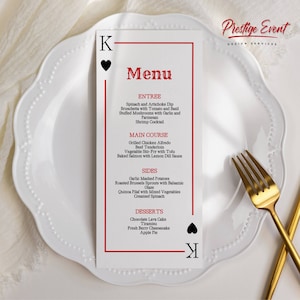 Casino Dinner Menu Card, Las Vegas Theme, Printable Menu for Casino ...