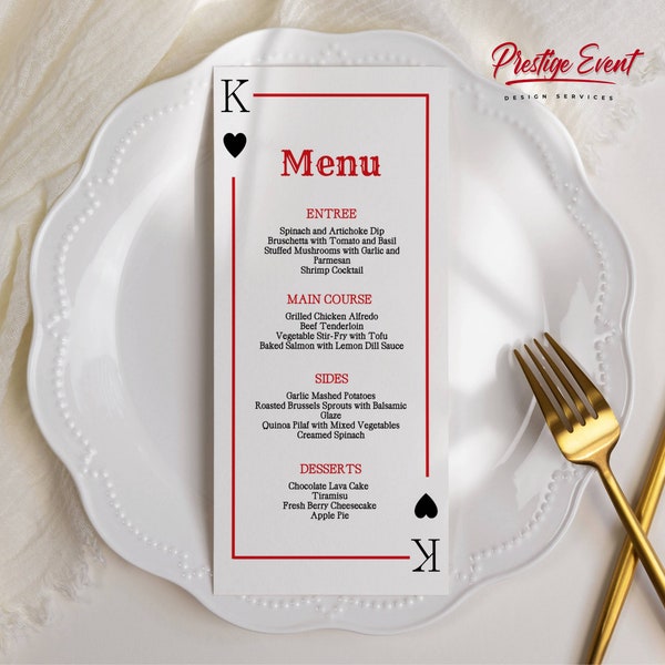 Casino Menu Template - Etsy