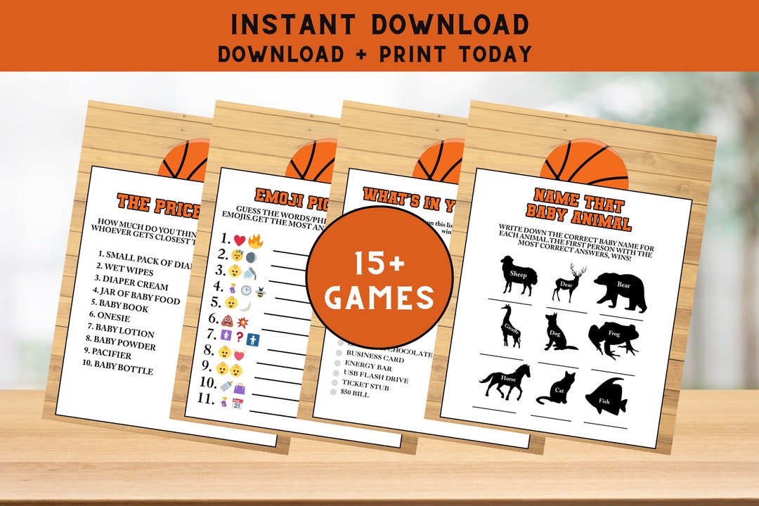 Basketball Baby Shower Game Bundle - Slam Dunk Shower Theme - Baby ...