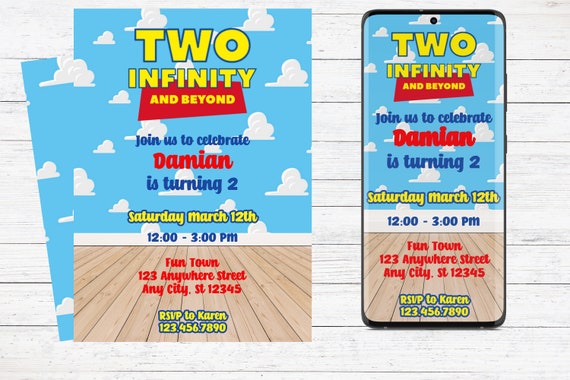 Toy Story Invitation - Two Infinity & Beyond Invite - Two Infinity ...