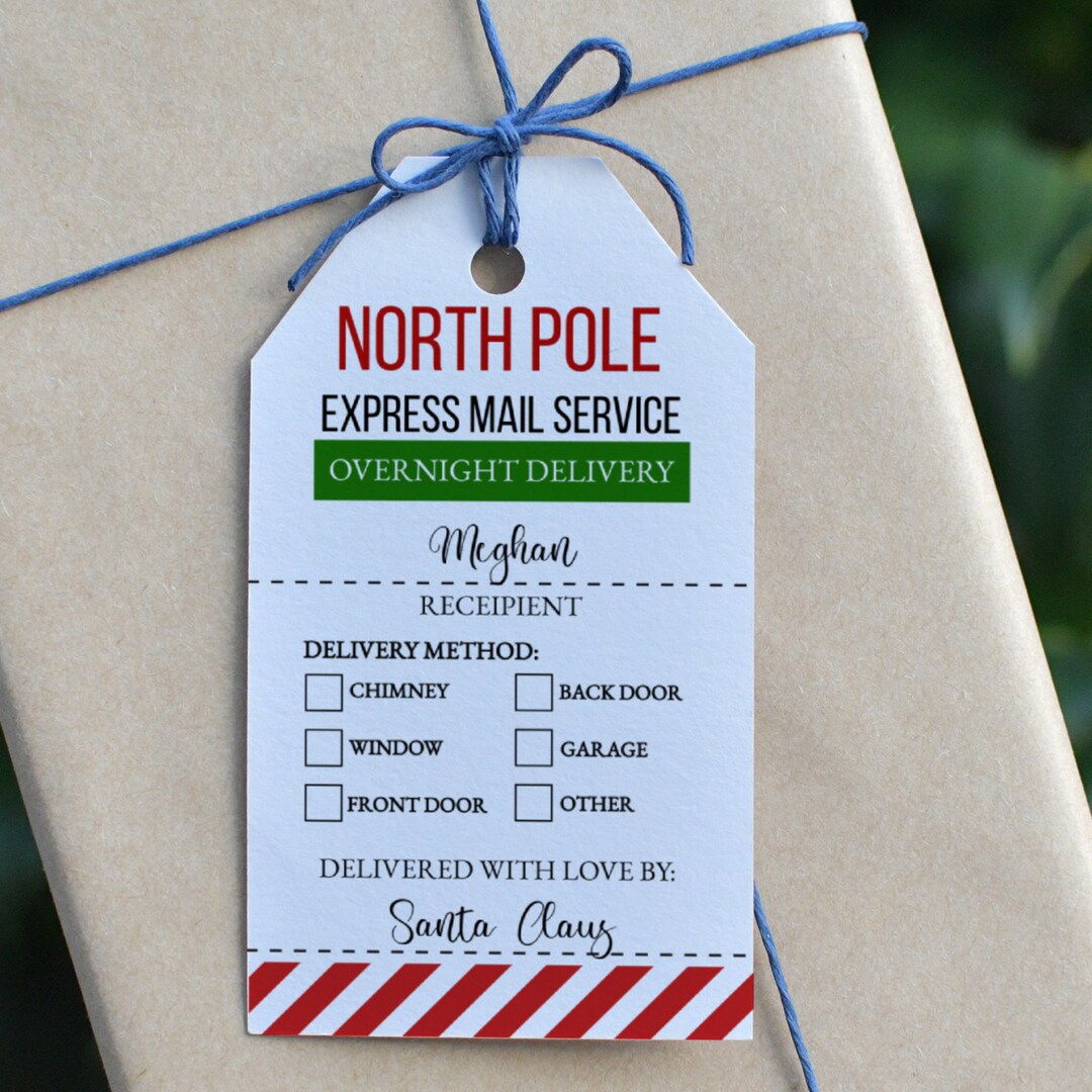 North Pole Gift Tag Special Delivery Favor Tag North Pole Express ...