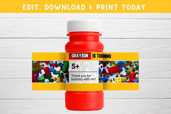 Building Blocks Bubble Label - Colorful Block Favors - Custom Bubbles ...