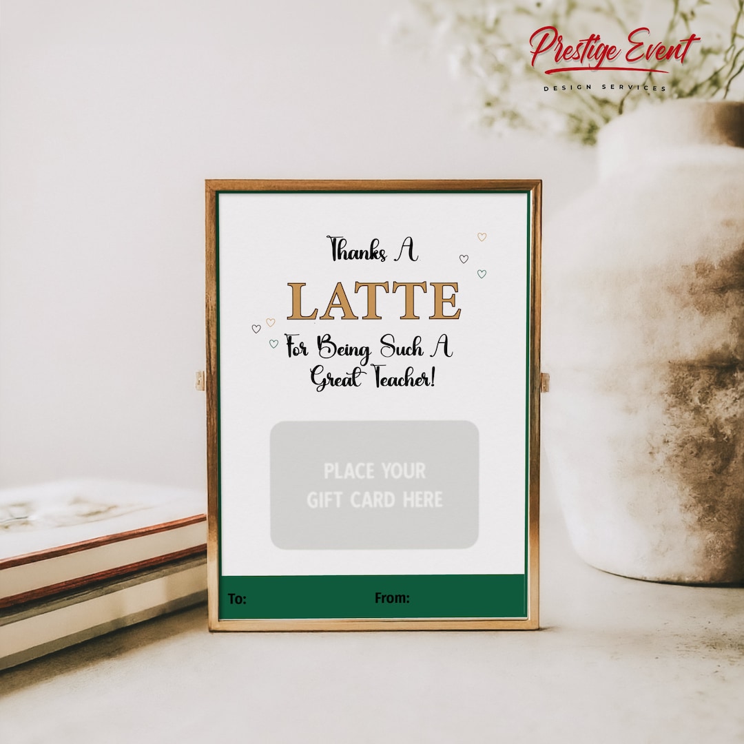 Thanks A Latte Tag, Teacher Thank You Gift Card Holder, Staff ...