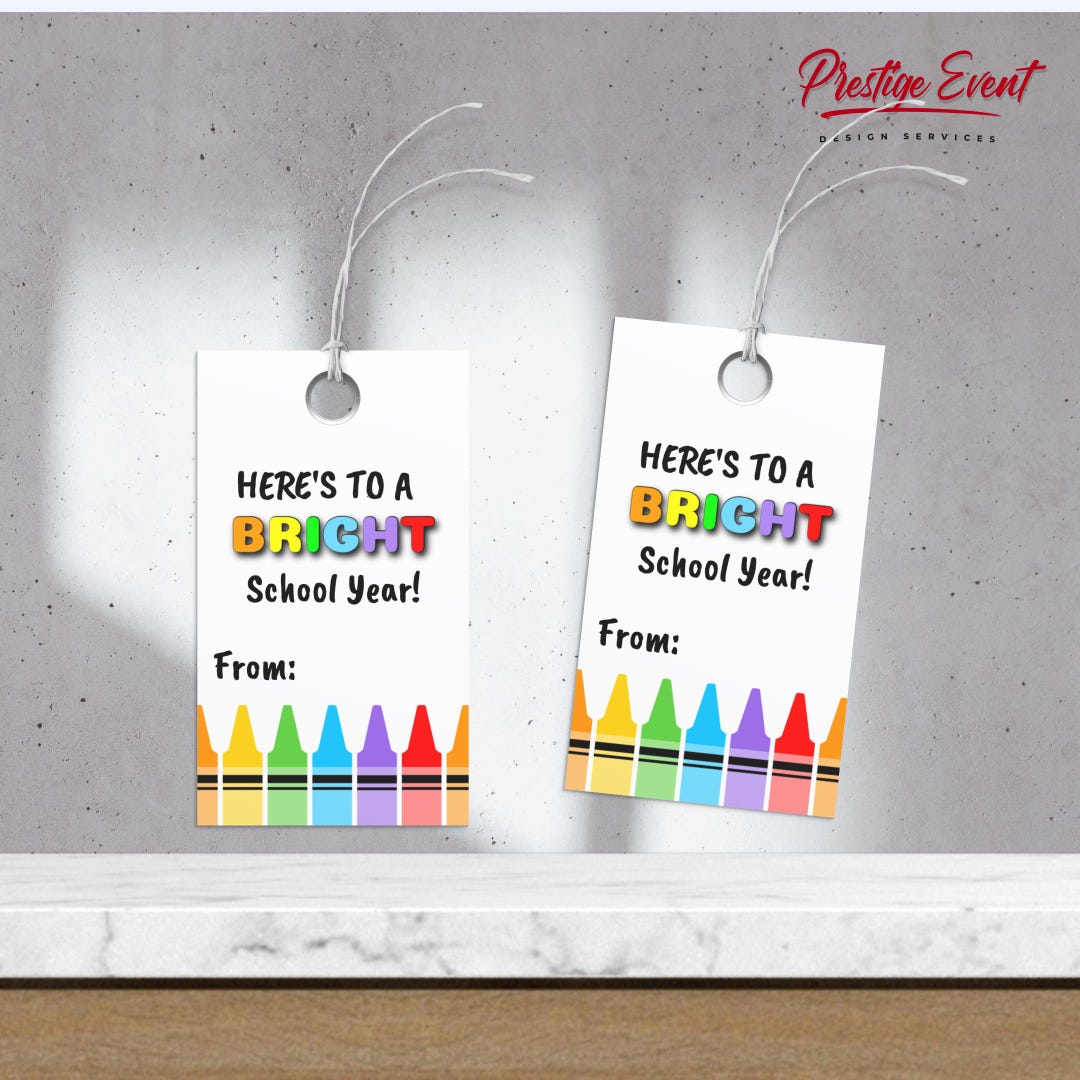 Rainbow Crayon Back to School Gift Tag: Printable Favor Tag (digital ...