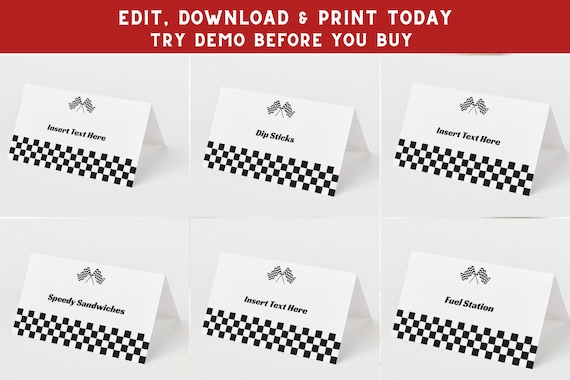 Racing Party Food Tents - Race Car Party Decor - Race Party Food Labels ...