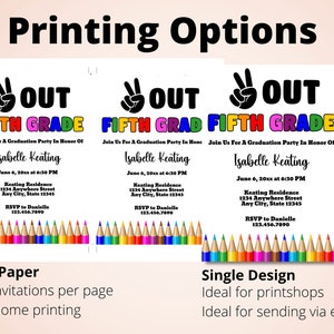 5th Grade Graduation Party Invitation, Elementary Grad Invite, Middle ...