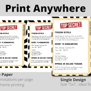 Secret Agent Invitation - Spy Party Invite - Top Secret Detective ...