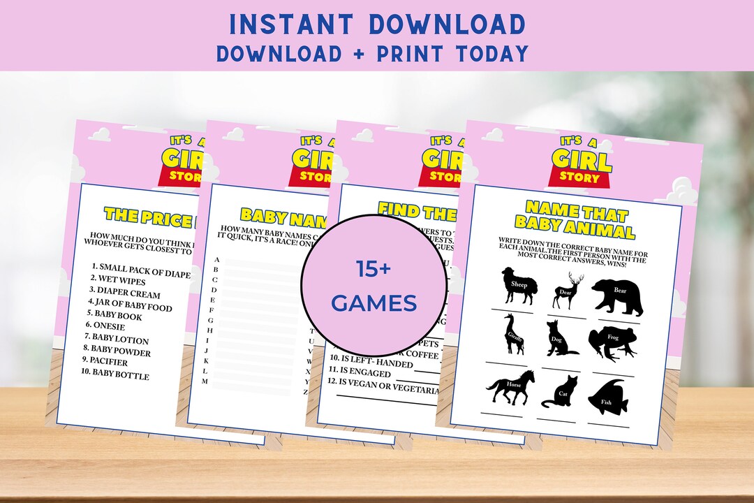 Girl Story Baby Shower Game Bundle: Pink Theme (printable PDF) - Etsy