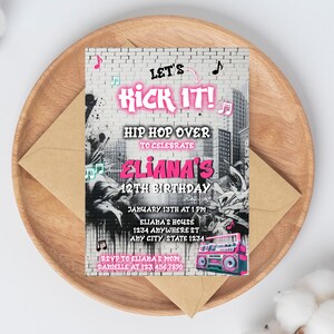 Hip Hop Invitation, Graffiti Birthday Party Invite, Girl's Hip Hop ...