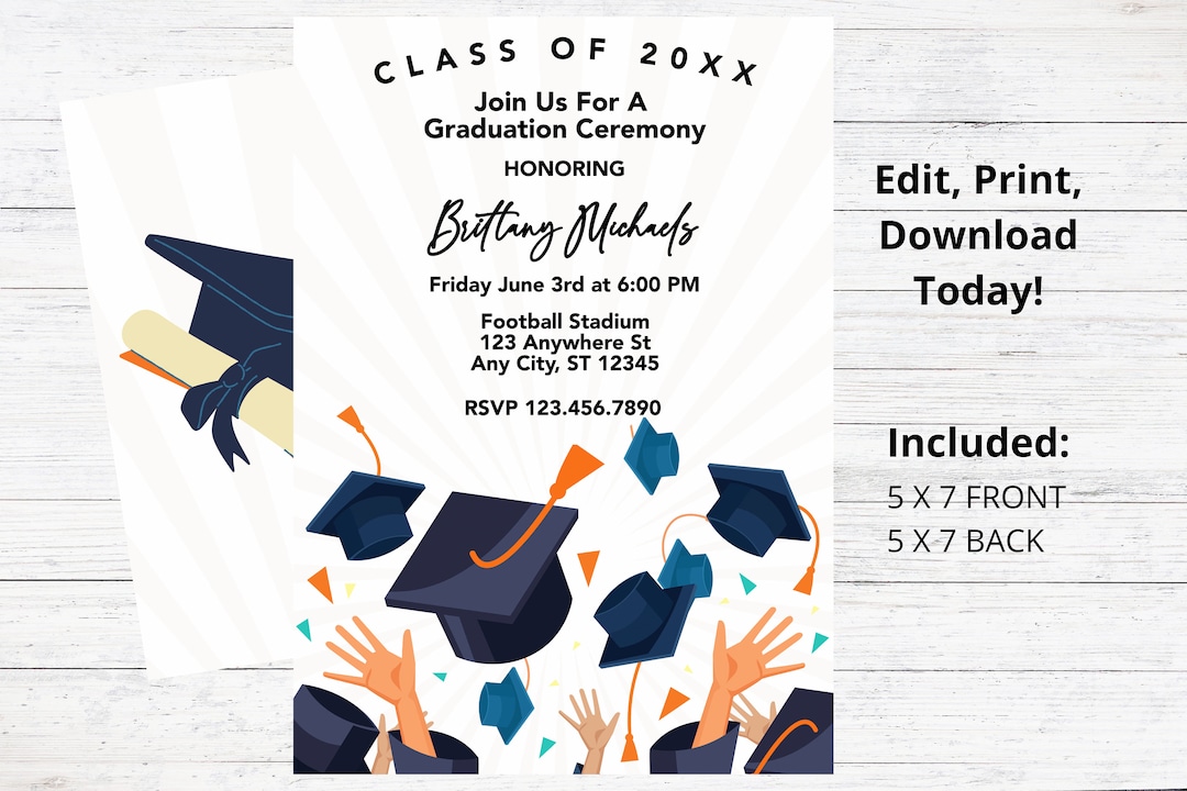 Graduation Ceremony Invitation: Class of 2022 Printable Invite - Etsy