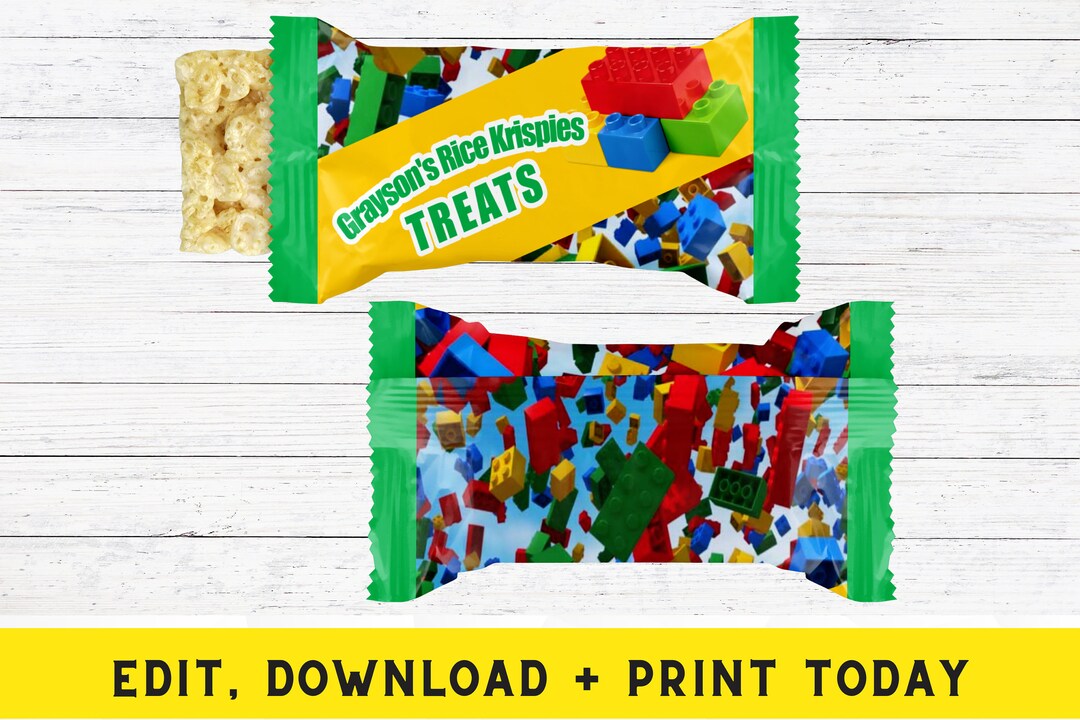 Building Blocks Rice Treat Personalized Birthday Snack Label - Etsy