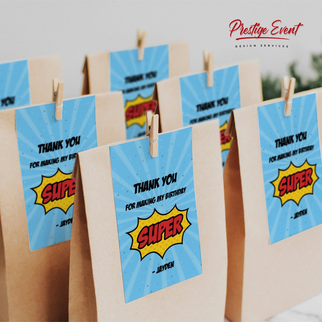 Superhero Favor Tags - Comic Book Thank You Tags - Kids Favor Tags ...