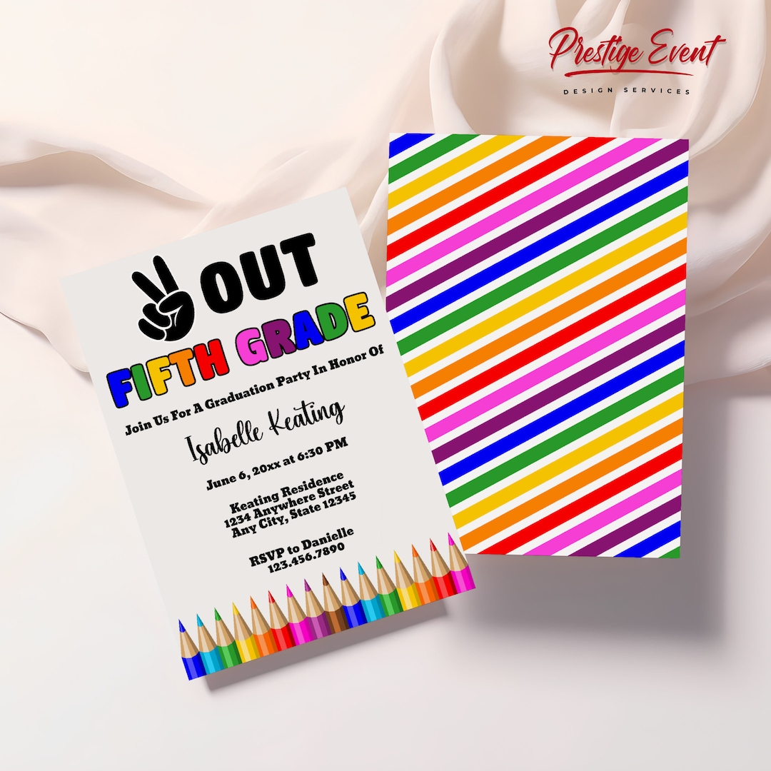 5th Grade Graduation Party Invitation, Elementary Grad Invite, Middle ...