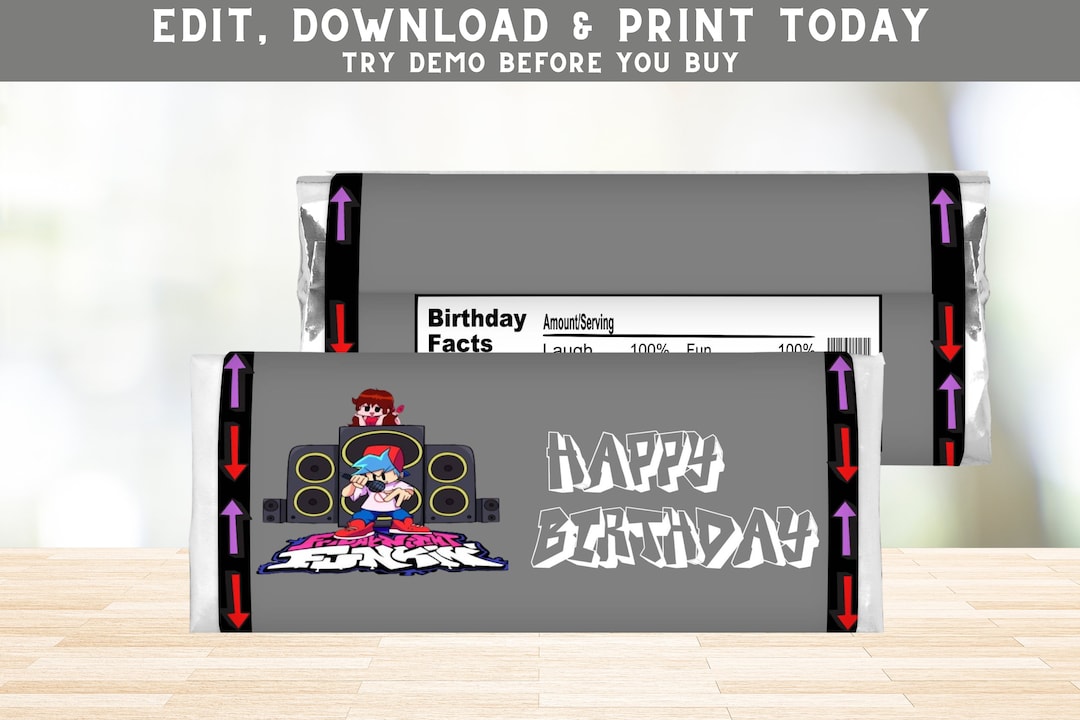 Friday Night Funkin Chocolate Wrapper - FNF Party Favors - Candy Bar ...