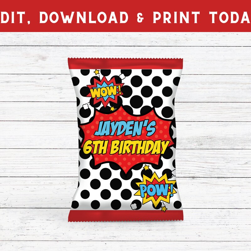 Superhero Chip Bag - Etsy