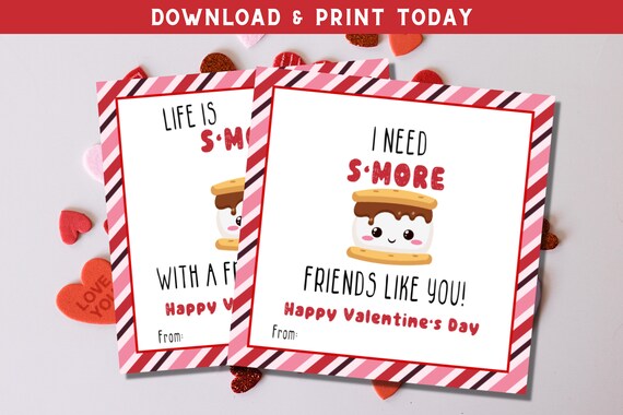 S'mores Valentine Tag - Smore Valentine's Day Favor - S'mores Valentine ...
