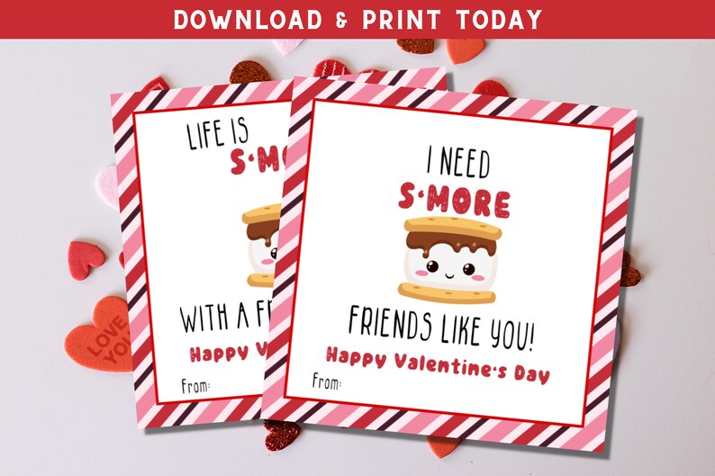 S'mores Valentine Tag Smore Valentine's Day Favor - Etsy