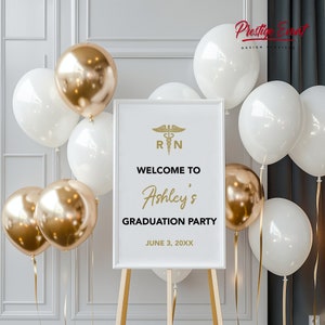 Nurse Graduation Party Welcome Sign, RN Graduation Decor, Printable ...