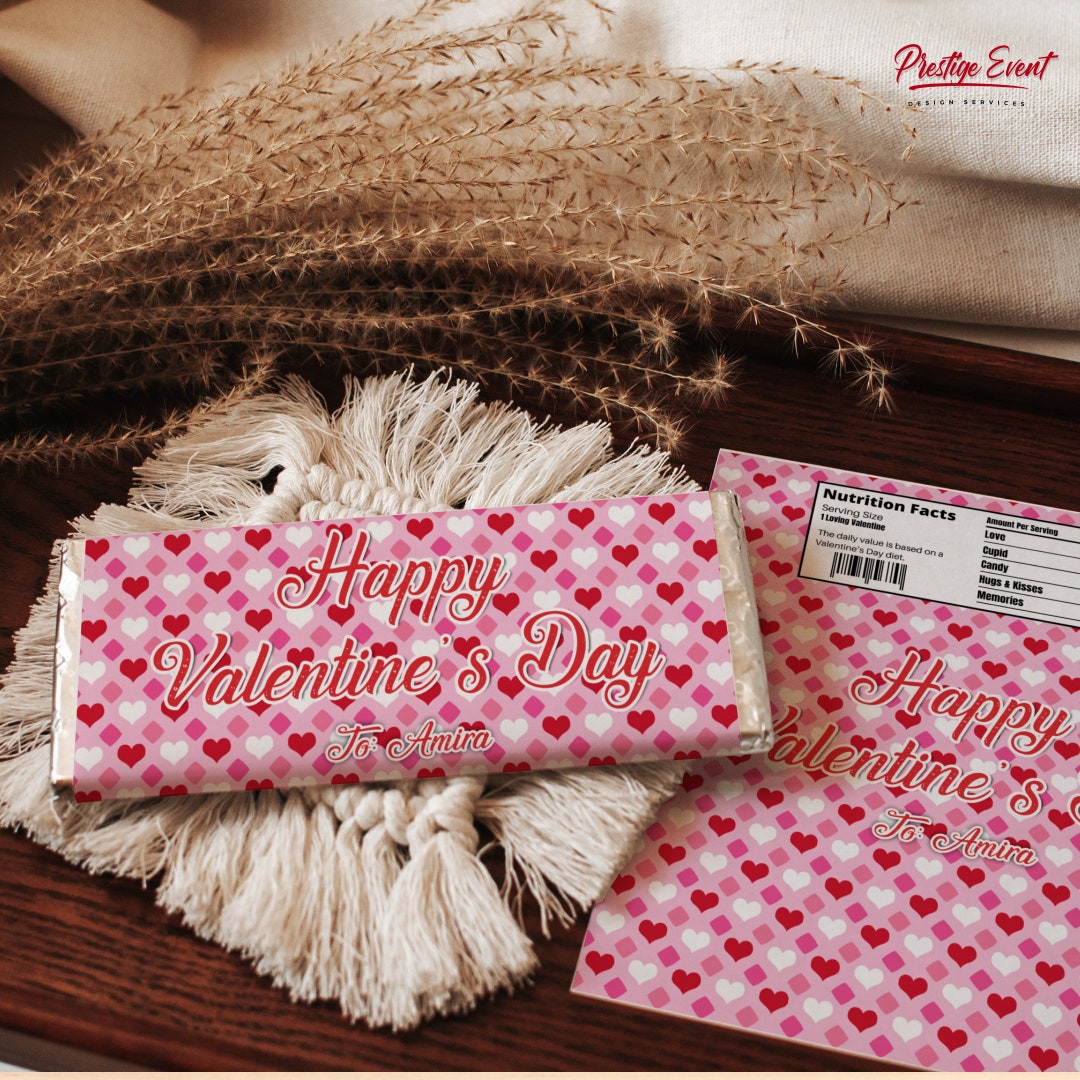 Valentine Chocolate Bar Wrapper: Editable Candy Label (digital Download ...