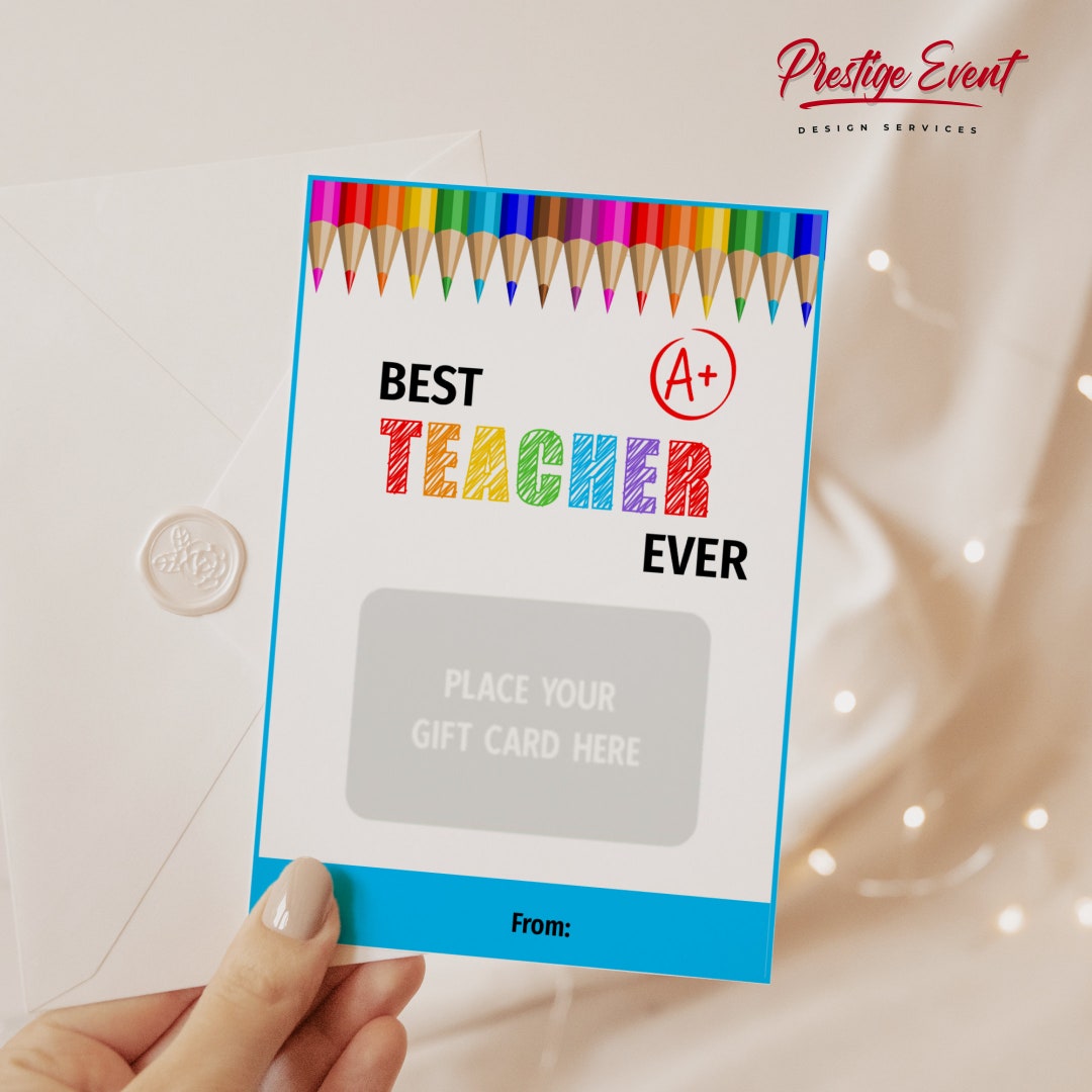 Best Teacher Ever Gift Card Holder, Teacher Appreciation Gift, Gift for ...