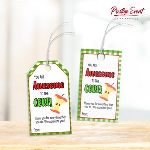 Apple Teacher Appreciation Tag, Teacher Gift Tag, Instant Download, End ...