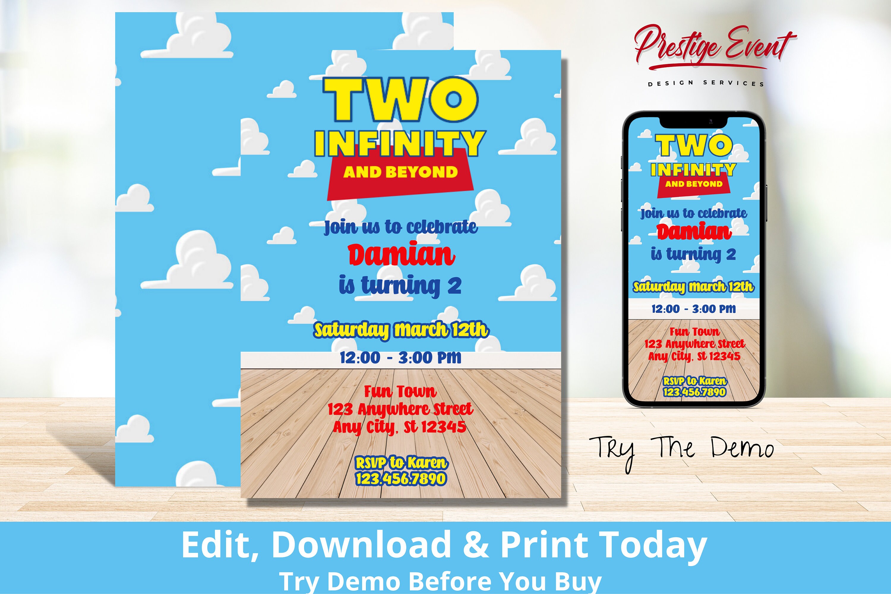 Toy Story Invitation Two Infinity & Beyond Invite Two - Etsy