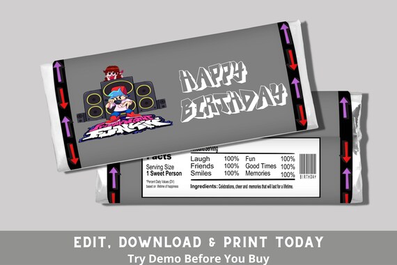 Friday Night Funkin Chocolate Wrapper FNF Party Favors - Etsy