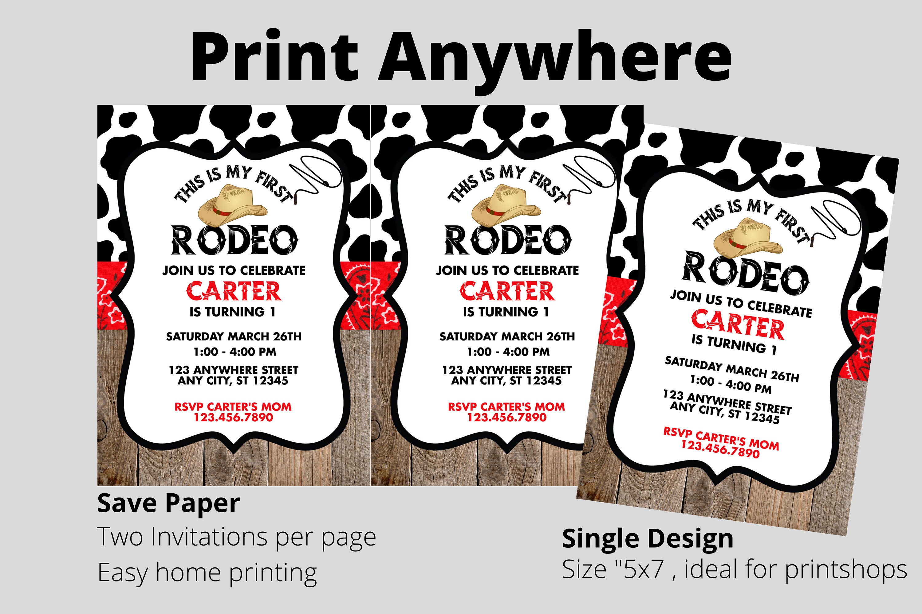My First Rodeo Birthday Invitation Rodeo Birthday Invite - Etsy