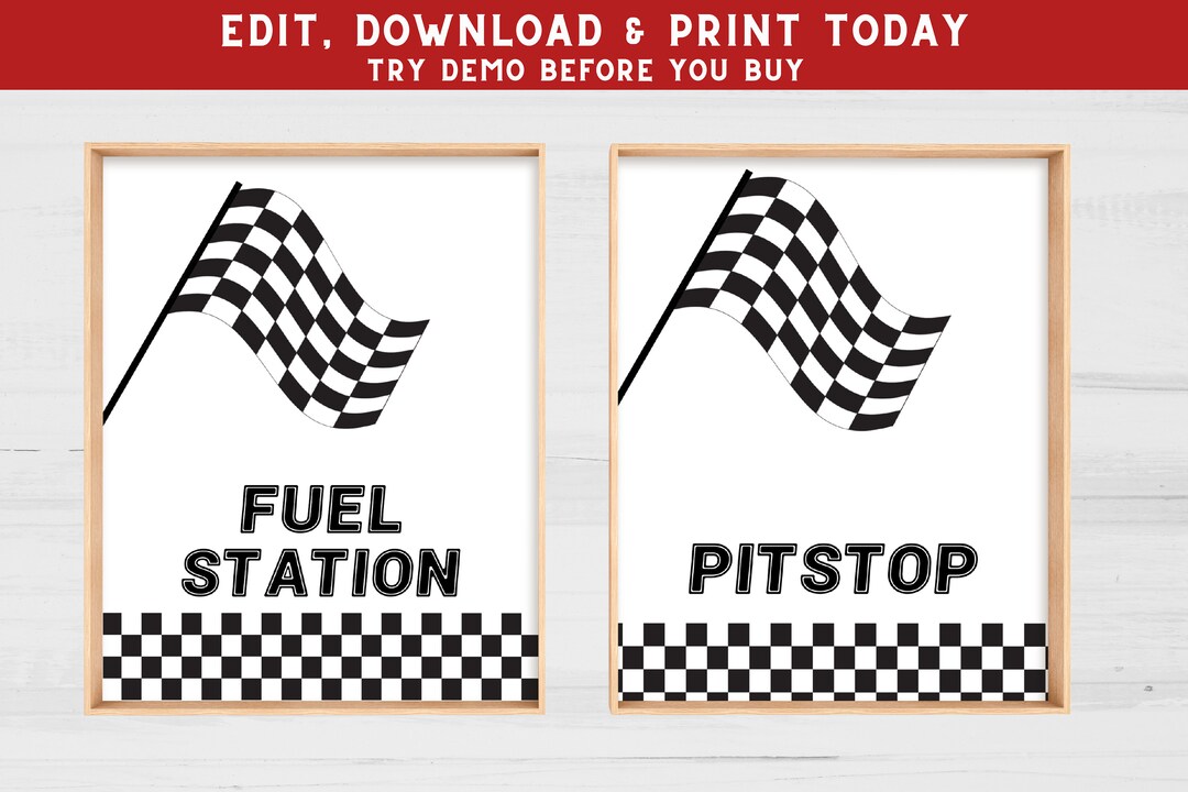Pit Stop Table Sign - Fuel Station Sign - Car Fueling Station - Food ...