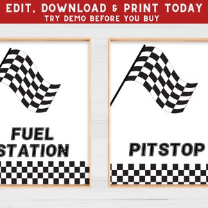 Pit Stop Table Sign - Fuel Station Sign - Car Fueling Station - Food ...
