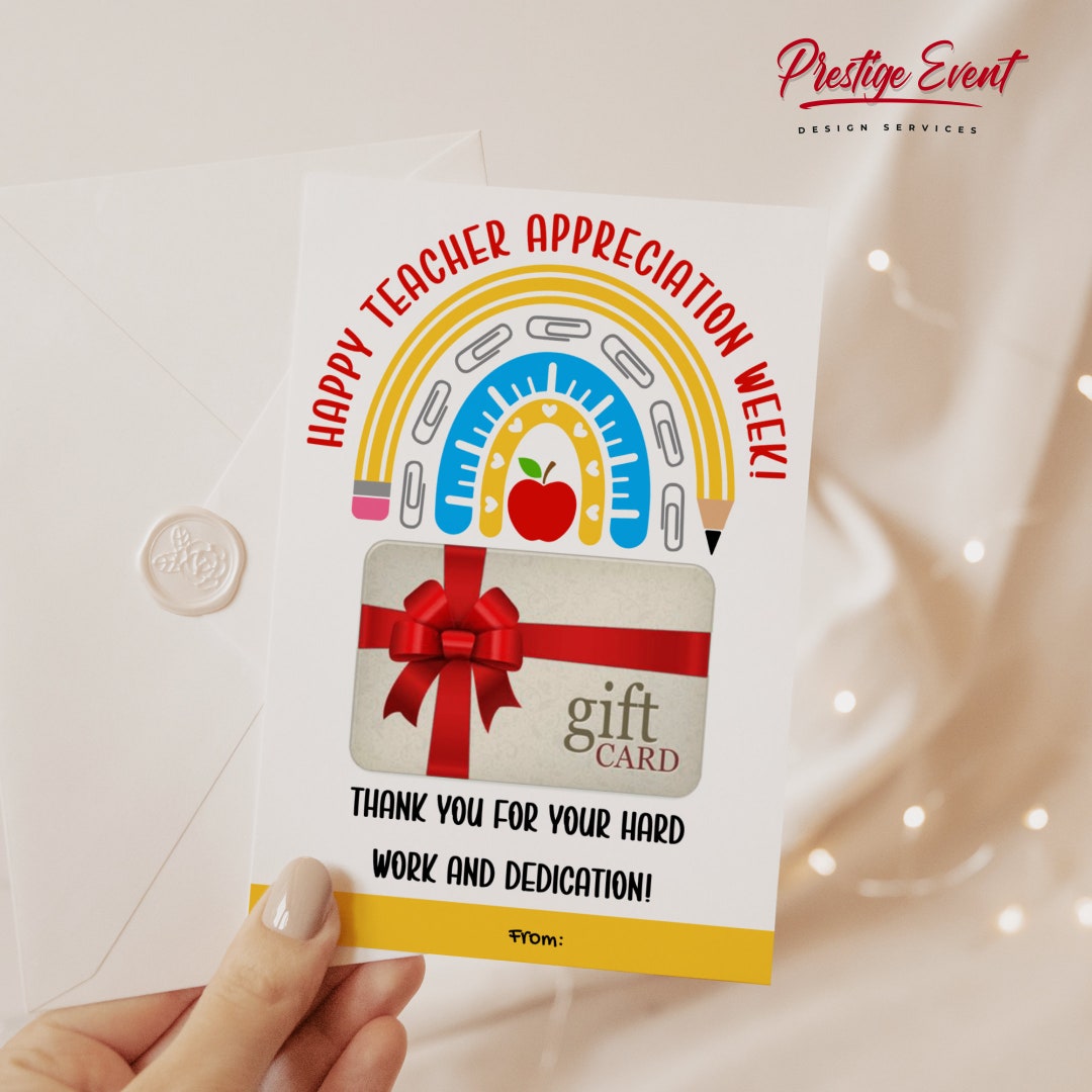 Teacher Appreciation Gift Card Holder: Printable Thank You Card ...