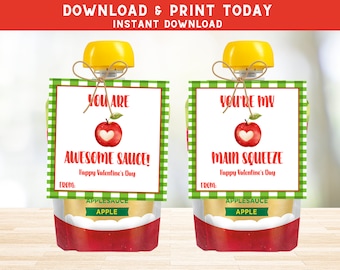 Editable You're Awesomesauce, Printable Valentines, Valentine's Day Tag ...