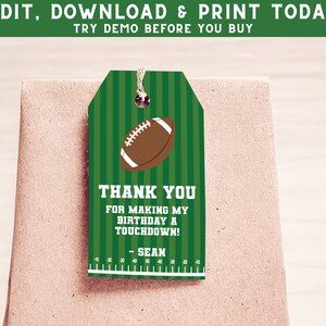 Football Party Favor Tag, Football Gift Tag, Football Thank You Tags ...