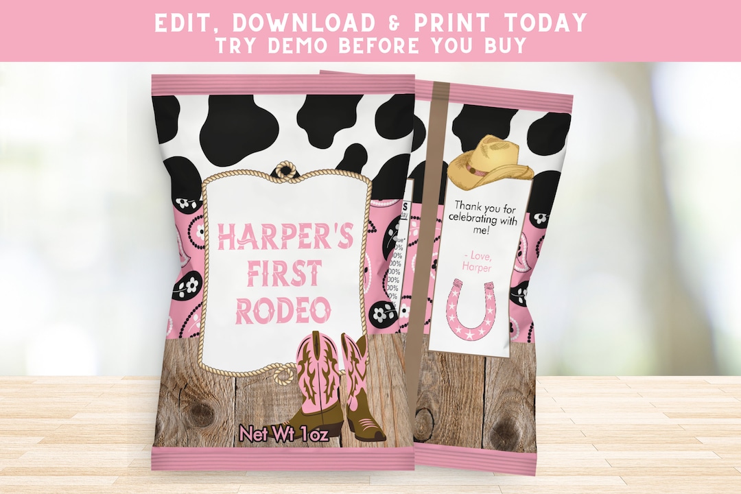 Cowgirl Chip Bags - Western Chip Bag Wrapper - Custom Chip Bag Labels ...