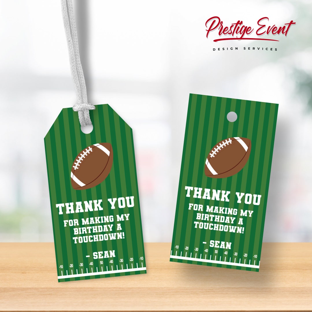 Football Party Favor Tag, Football Gift Tag, Football Thank You Tags ...
