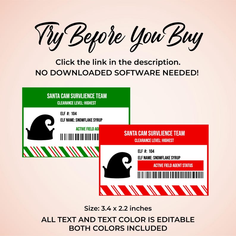 Lost Elf ID Card: Santa Cam Security Badge (printable Template) - Etsy