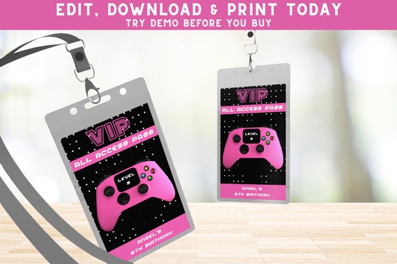 Girl Gamer Access Badge - VIP Birthday Pass - Video Game All Access ...