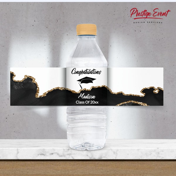 Graduation Water Bottle Wrappers, Printable Graduation Labels, Class of ...