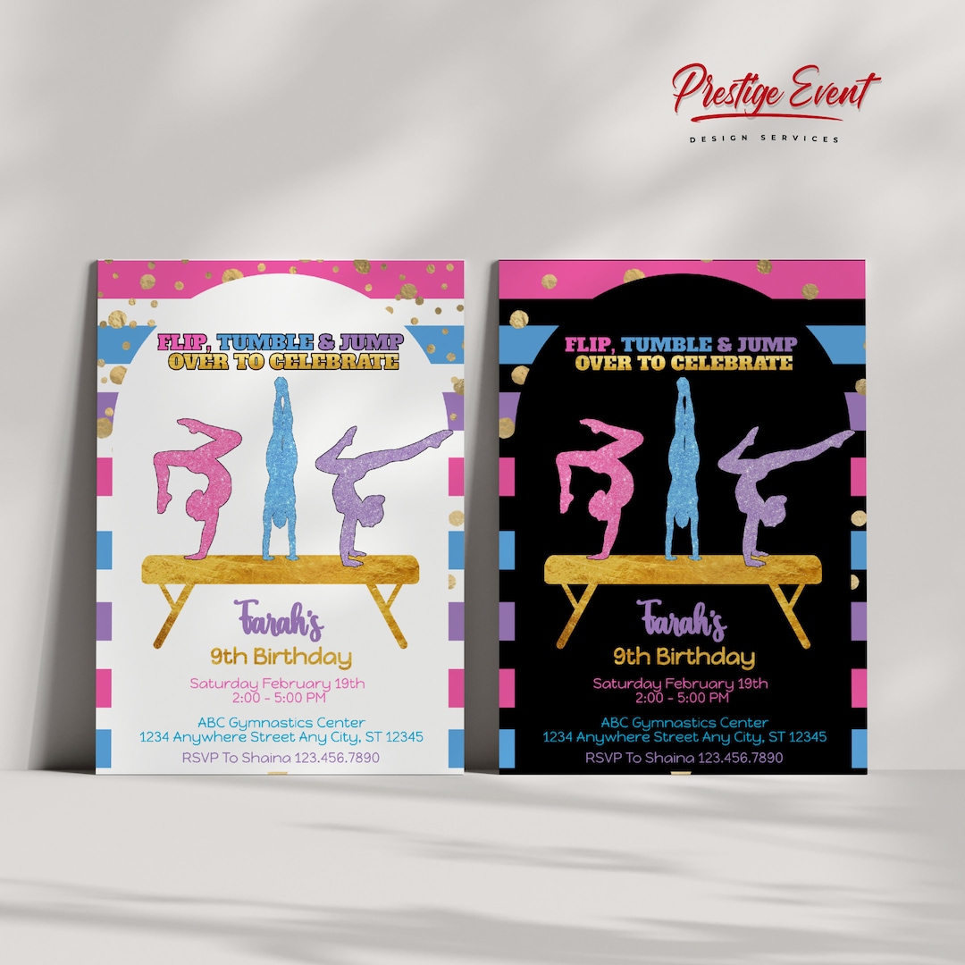 Gymnastics Birthday Invitation: Editable Party Invite (digital Download ...