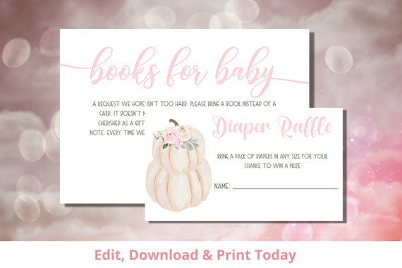 Pumpkin Baby Shower Set - Invitation Inserts - Books For Baby Request ...