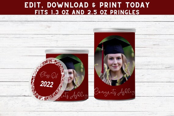 Graduation Chip Wrapper - Class of 2022 Custom Chip Can - Photo Chip ...