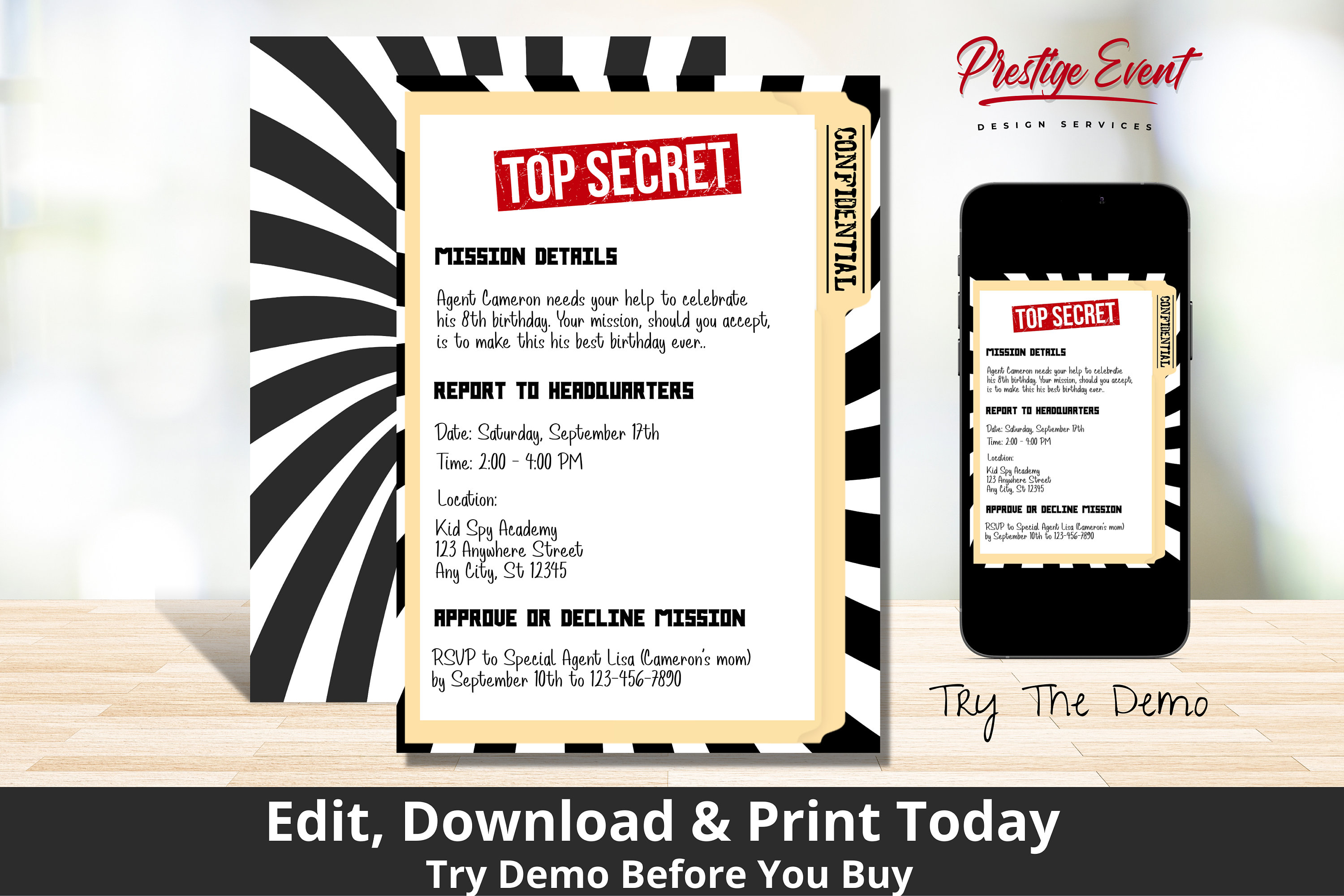 Spy Party Invitation: Top Secret Agent Birthday (digital Download) - Etsy