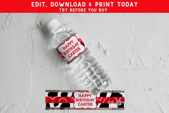 Rodeo Water Bottle Label - Rodeo First Birthday Water Wrapper - Custom ...