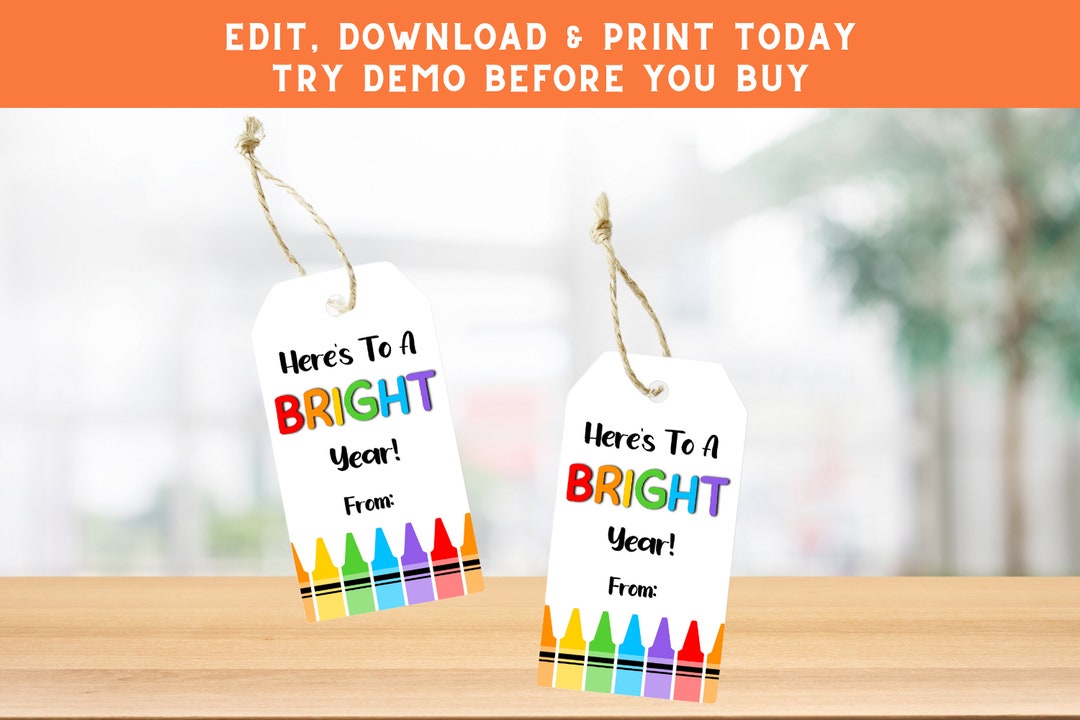 Back to School Gift Tag Printable Rainbow First Day of School Favor Tag ...