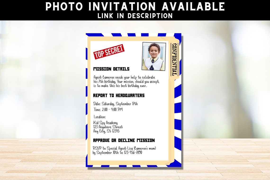 Secret Agent Invitation Spy Party Invite Top Secret - Etsy