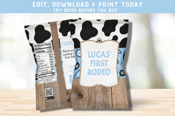 Western Chip Bags - Blue Rodeo Chip Bag Wrapper - Custom Chip Bag ...